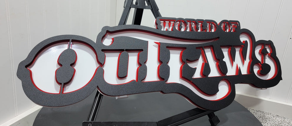 World of Outlaws Premier Welded Logo – Premier Metal Art