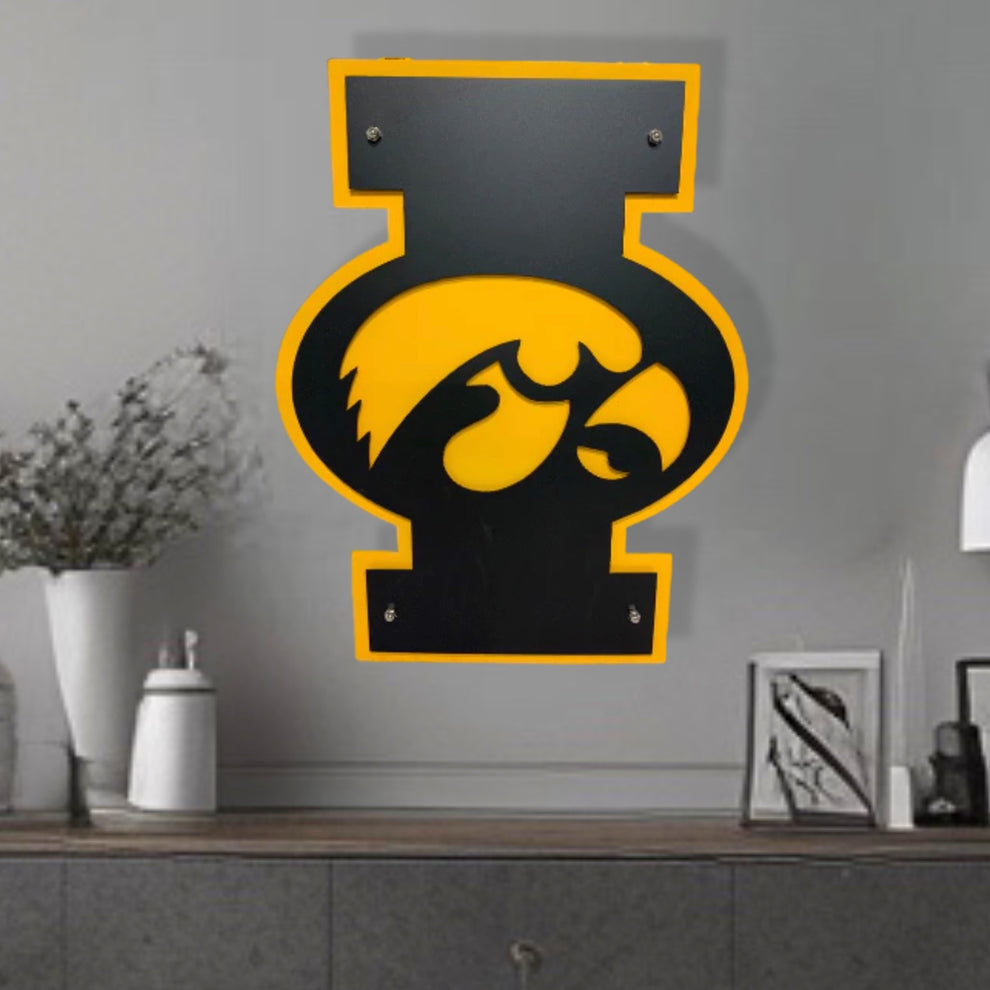 Iowa Hawkeyes "I" with Tigerhawk – Premier Metal Art