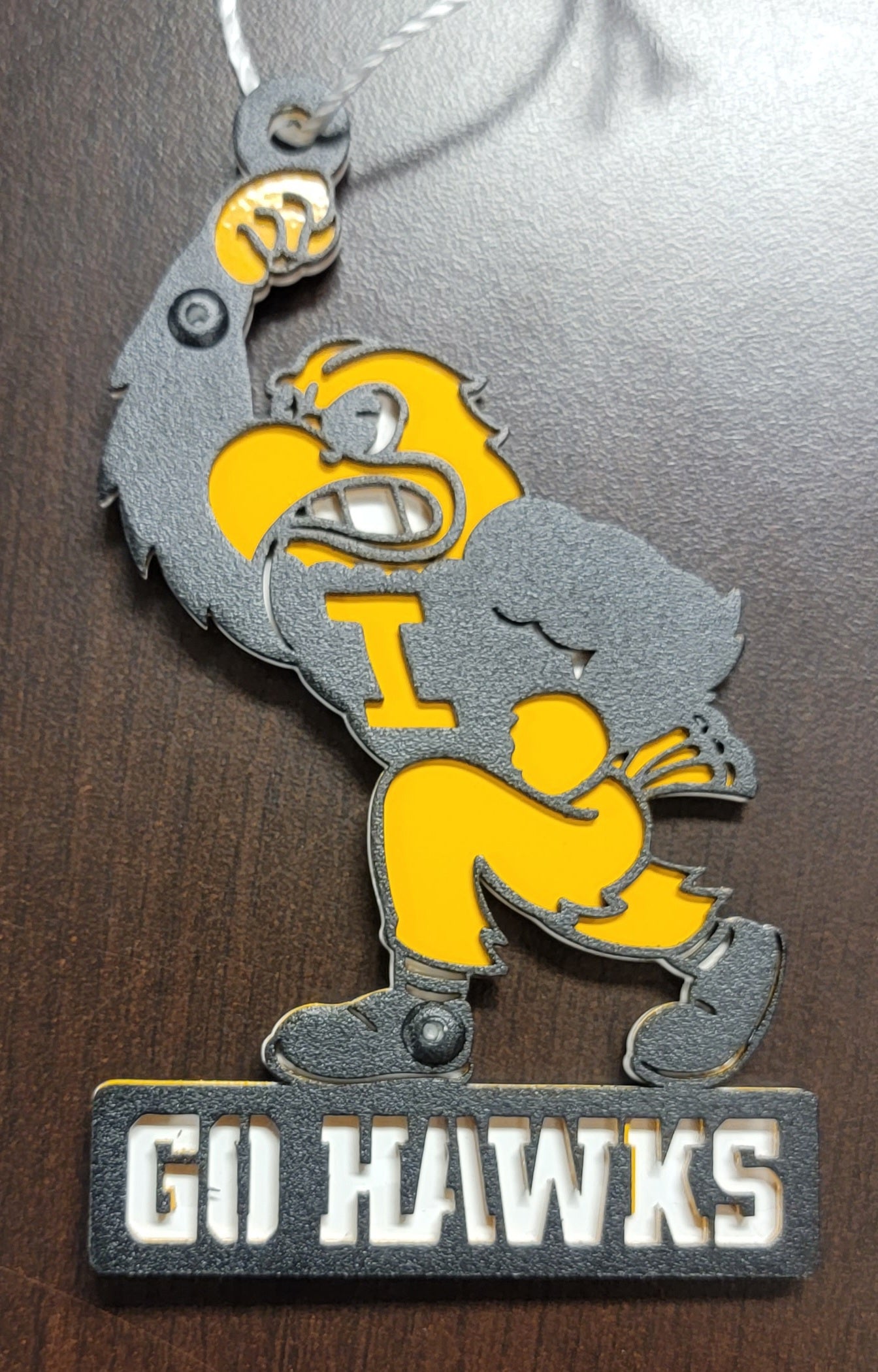Iowa Hawkeyes Go Hawks Fighting Herky Ornament/Magnet – Premier Metal Art