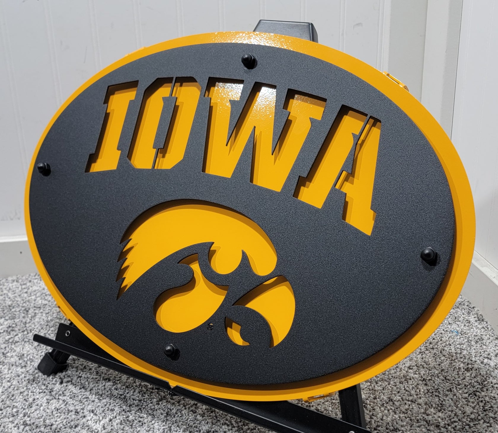Iowa Hawkeyes 2 Layer Tigerhawk Oval – Premier Metal Art