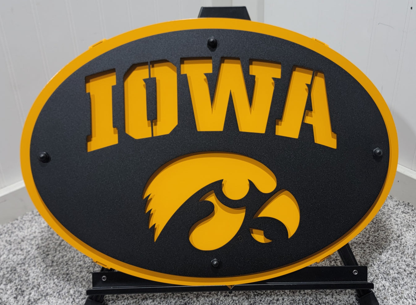 Iowa Hawkeyes 2 Layer Tigerhawk Oval – Premier Metal Art